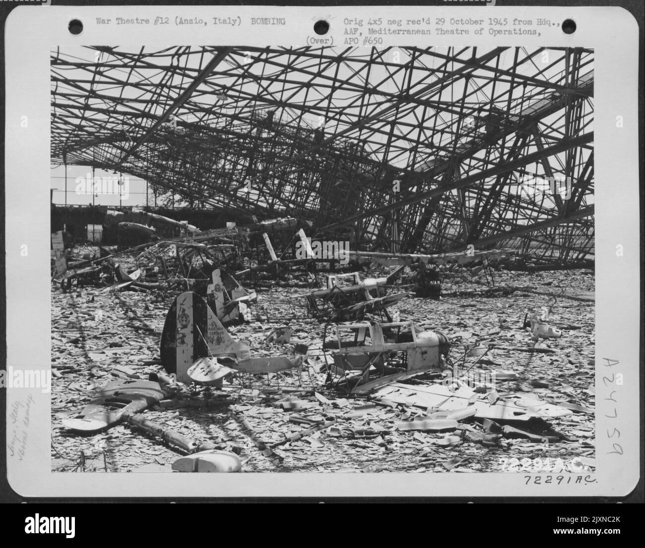 Bomb Damaged Hangar At An Italian Airfield, Anzio, Italy Stock Photo ...