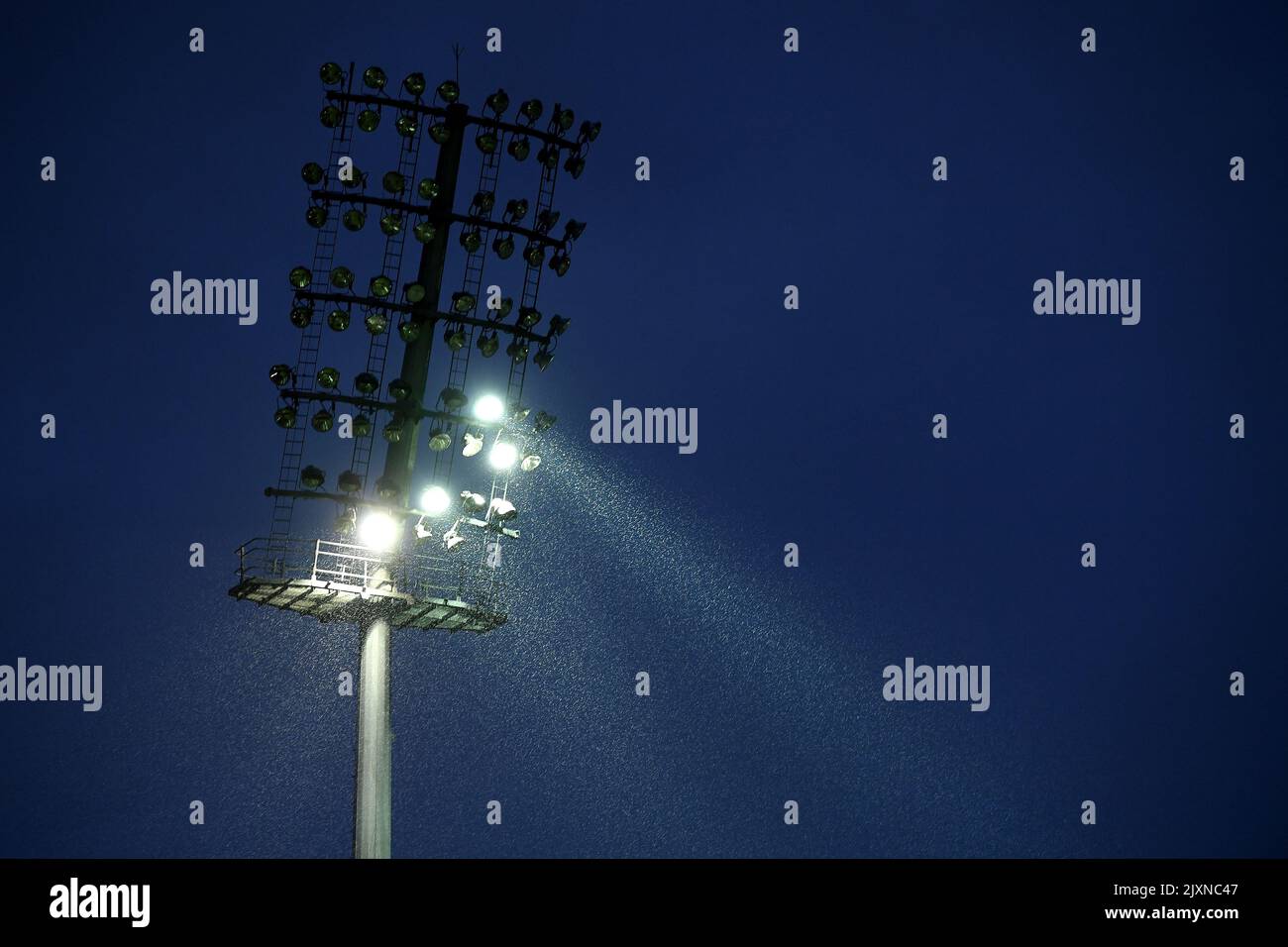 A general view of Drummoyne Oval as rain delays the start of the JLT ...