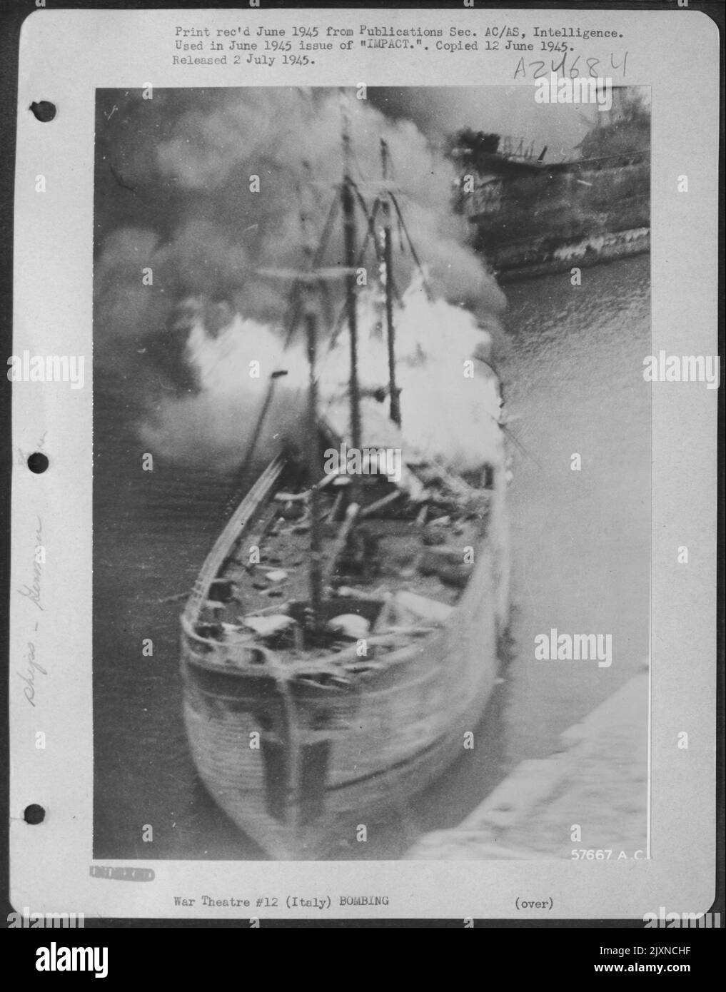 An Ammunition Barge Flames In Genoa Harbor After Being Hit By 12Th Af ...