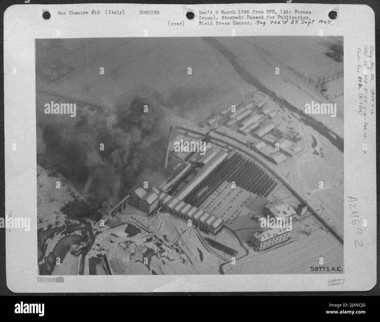 Factory Near Parma In Northern Italy During Bombing And Strafing Attack ...