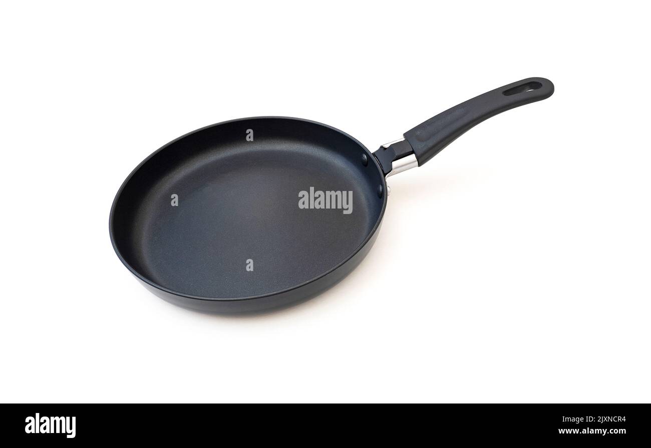 Empty black frying pan isolated on white Stock Photo - Alamy