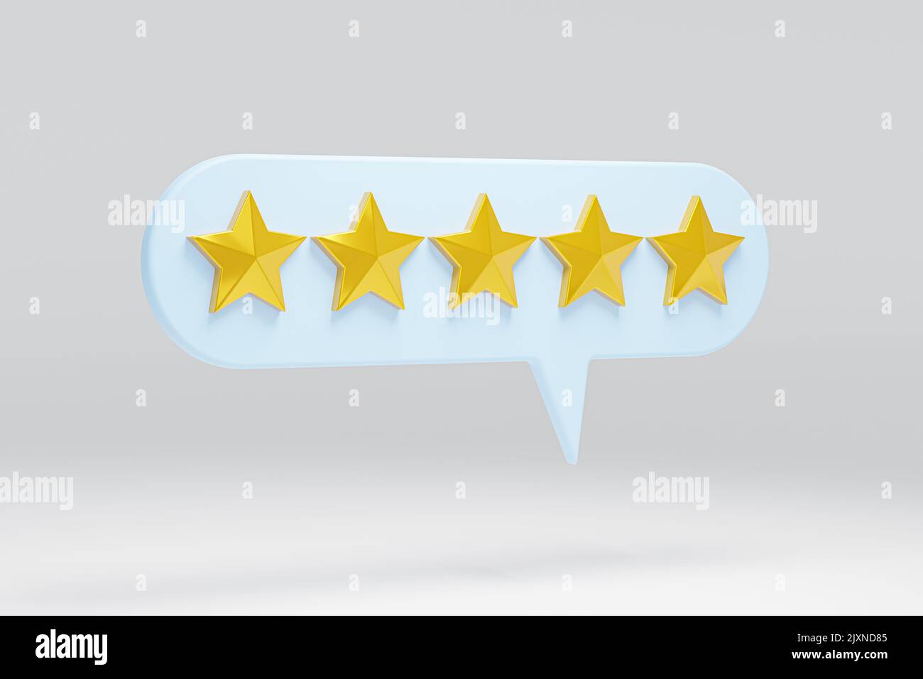 Five Star Review Speech Bubble on gray background. customer service ...