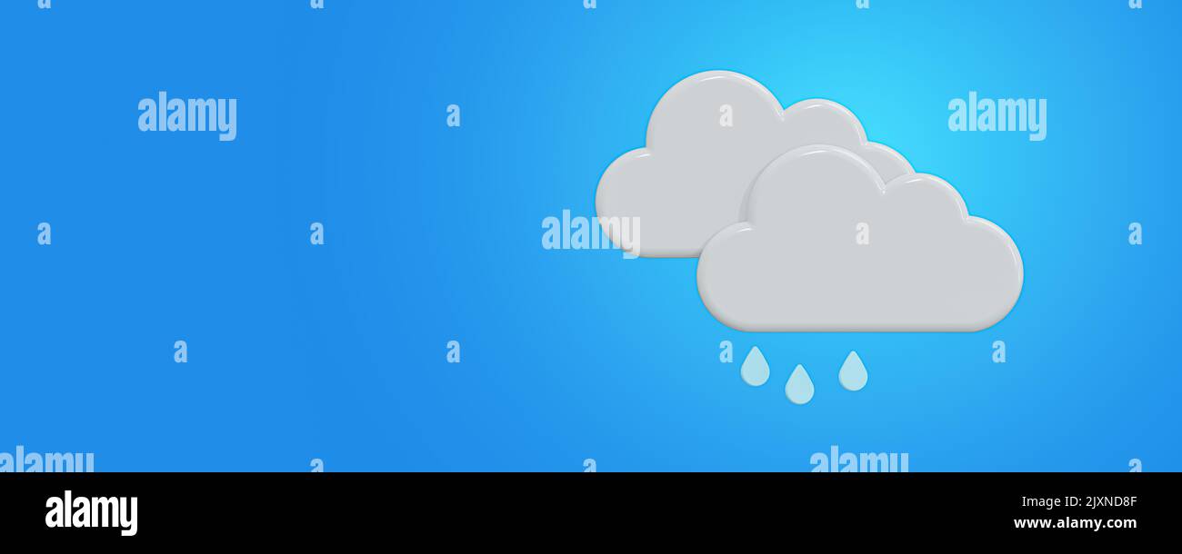 Rain, Cloud Weather forecast info icon. Rainy cloudy day, paper cut ...