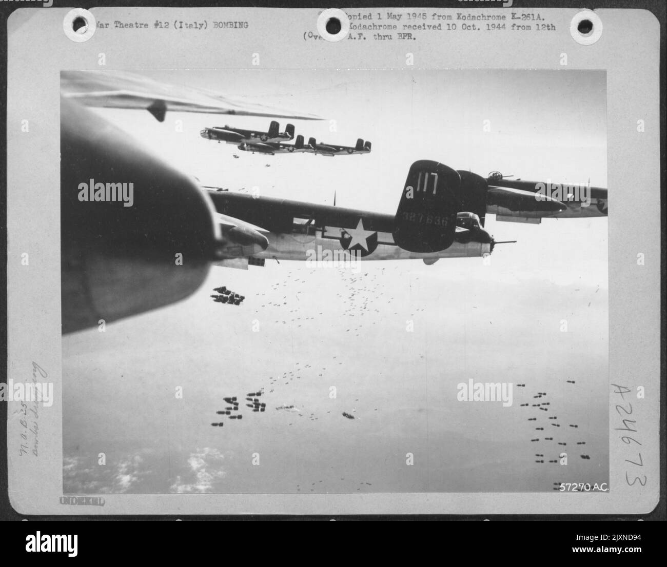 North American B-25 Mitchells Of The 12Th Af Drop Frag Bombs On The ...