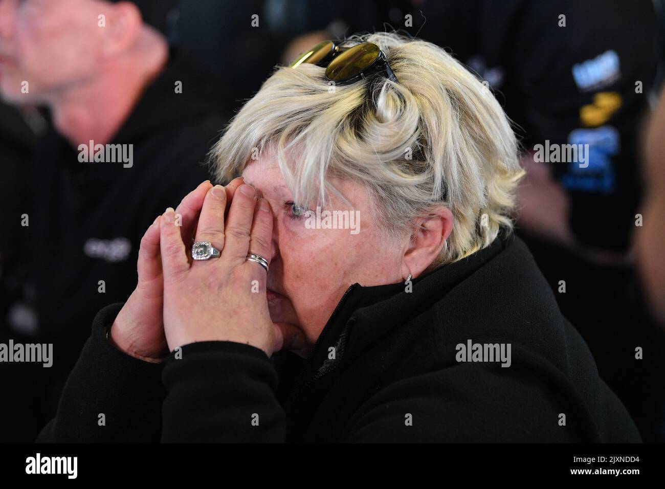 Betty Klimenko the owner of Erebus Motorsport and her team reacts after ...