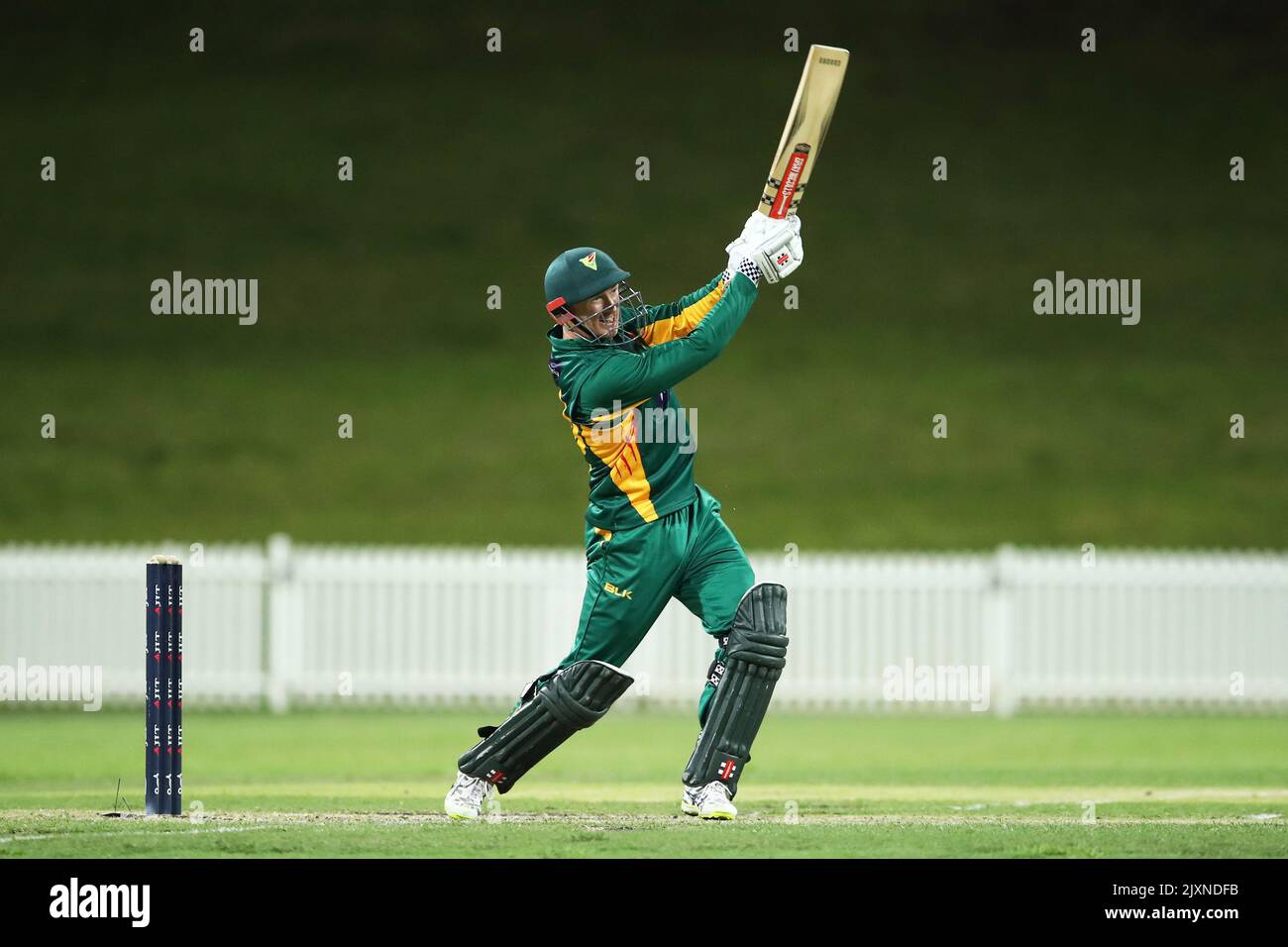 George Bailey of Tasmania hits for six during the JLT One-Day Cup 2018 ...