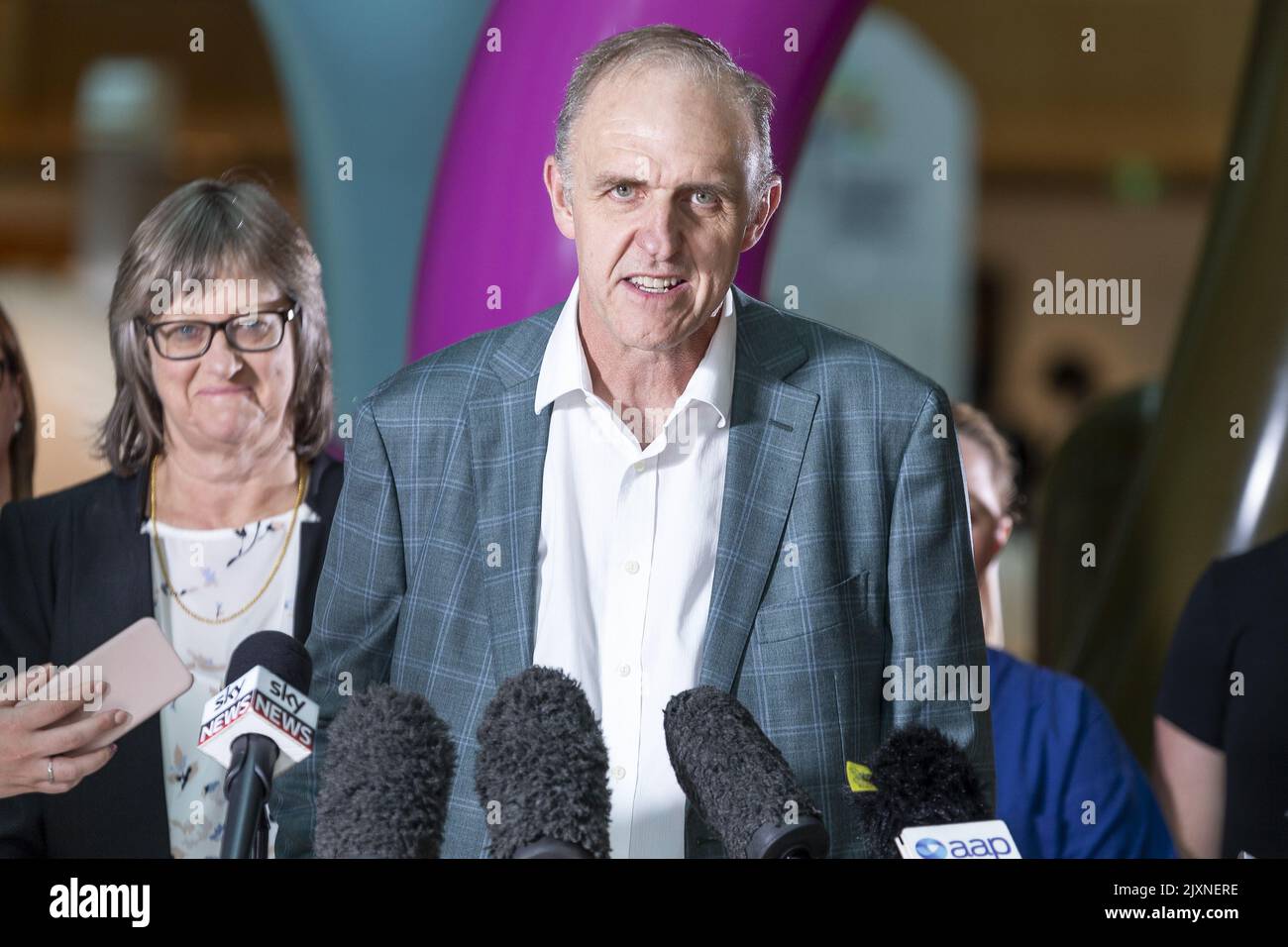 Paediatric surgeon Dr Joe Crameri speaks to the media during a press ...