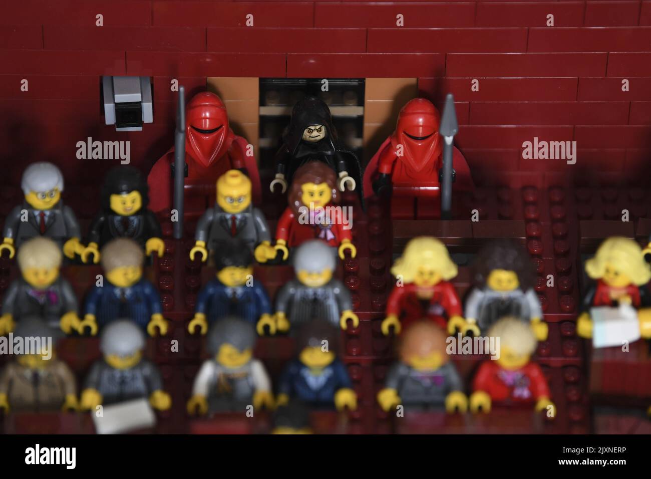 The Senate is seen in a model of Parliament House made from Lego, at ...