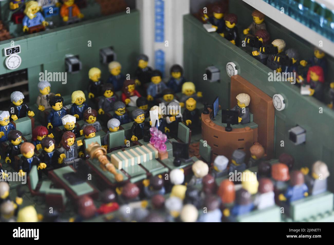 The House of Representatives is seen in a model of Parliament House ...