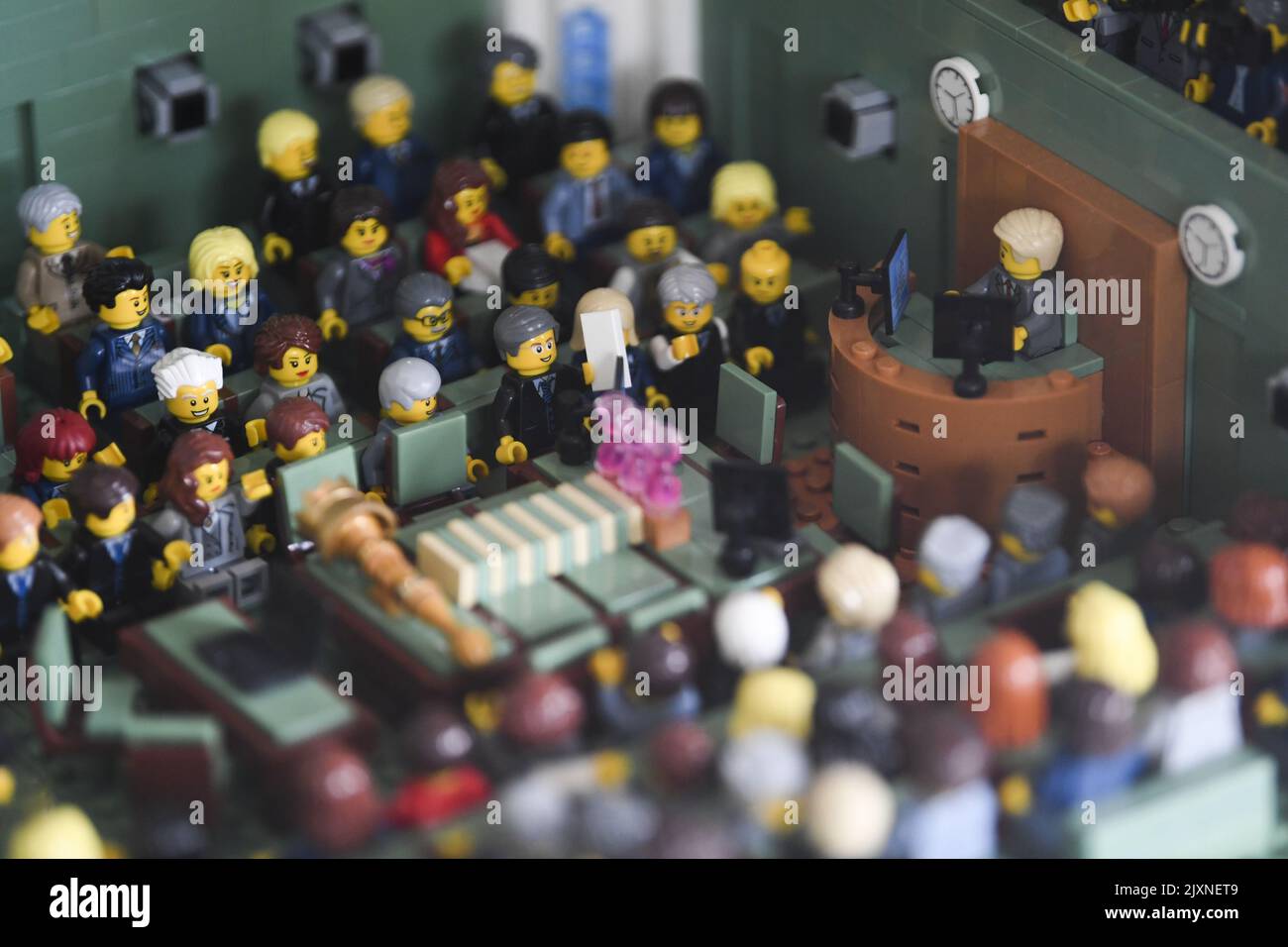 The House of Representatives is seen in a model of Parliament House ...