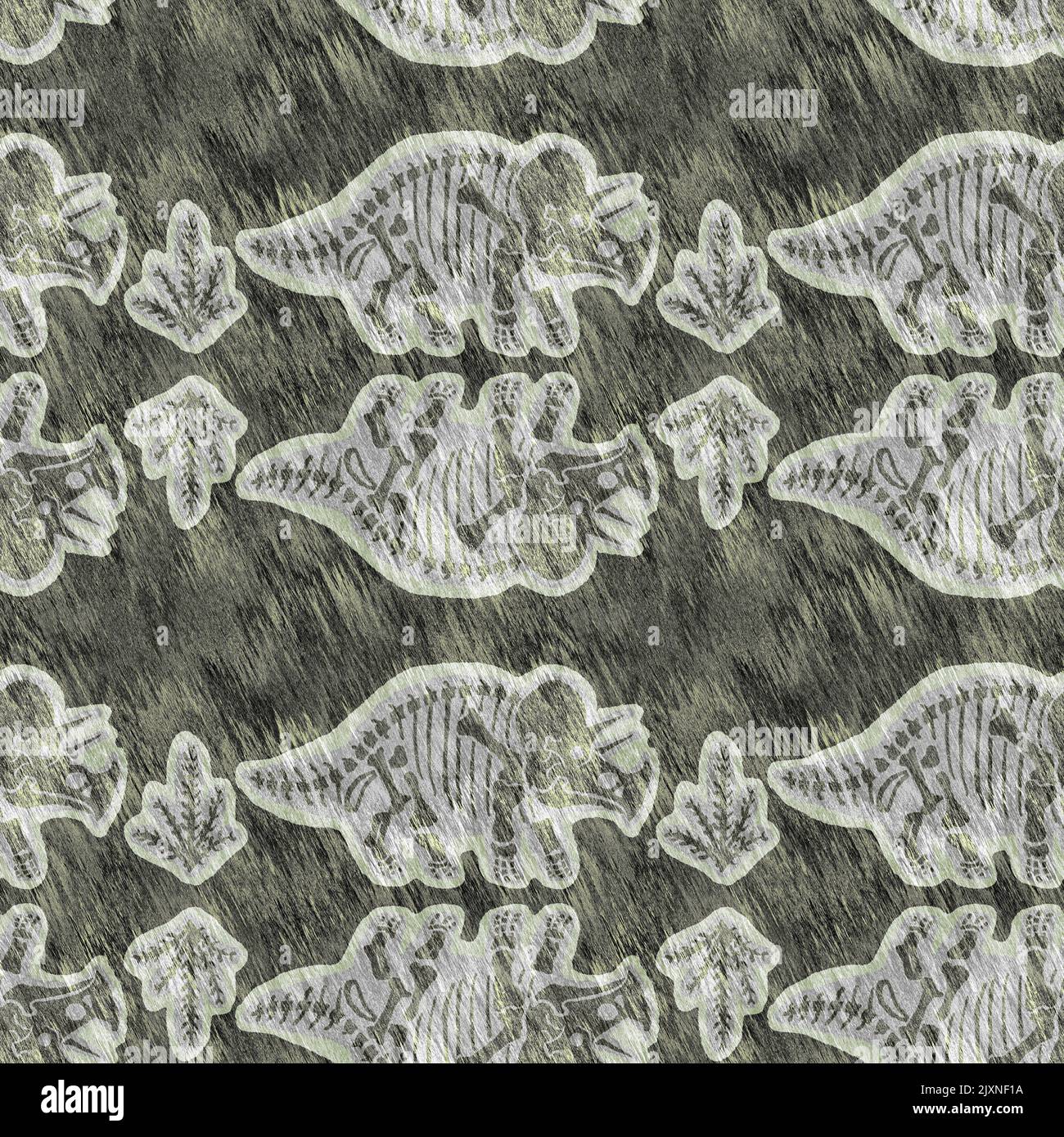Hand drawn triceratops fossil bones dinosaur seamless pattern. Gender ...