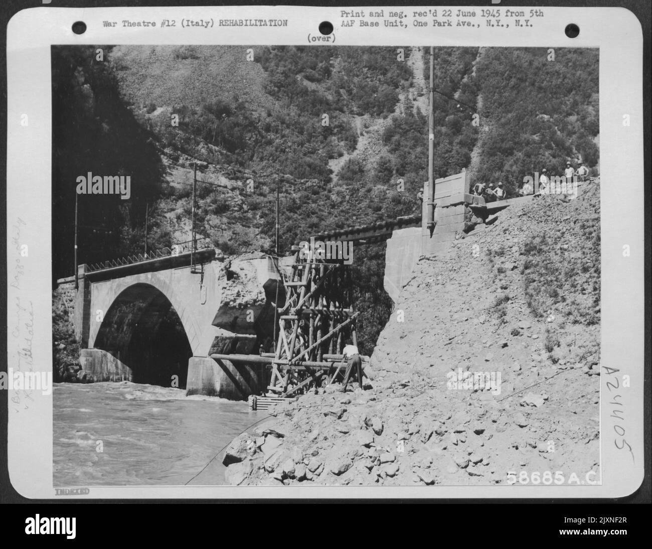German Laborers Repairing The Campo Dazzo Railroad Bridge, After It Was ...
