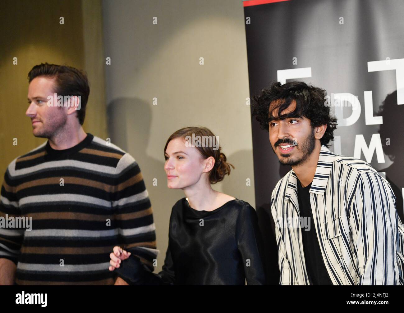 Actress Armie Hammer, Dev Patel and Tilda Cobham-Hervey are seen during ...