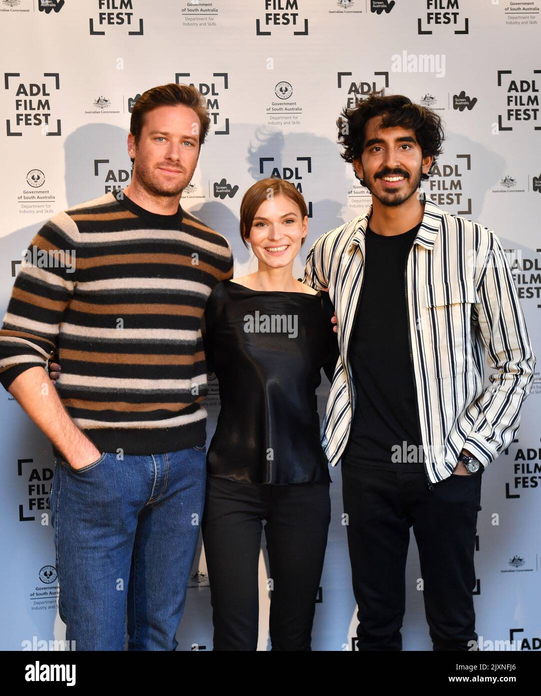 Actress Armie Hammer, Dev Patel and Tilda Cobham-Hervey are seen during ...