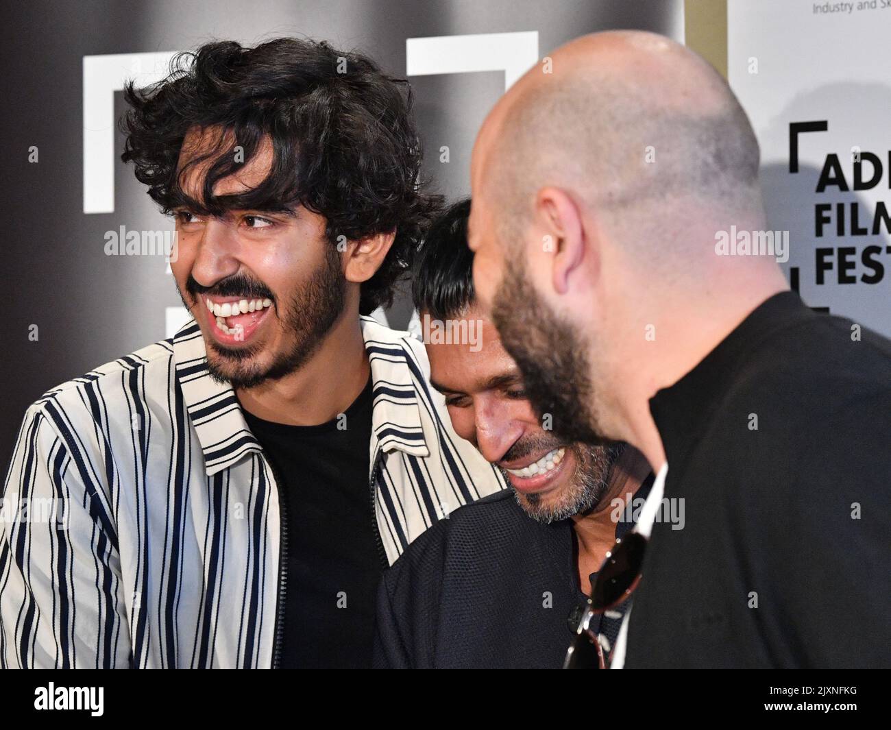 (L-R) Actor Dev Patel is seen with Producer Joe Thomas and Director ...