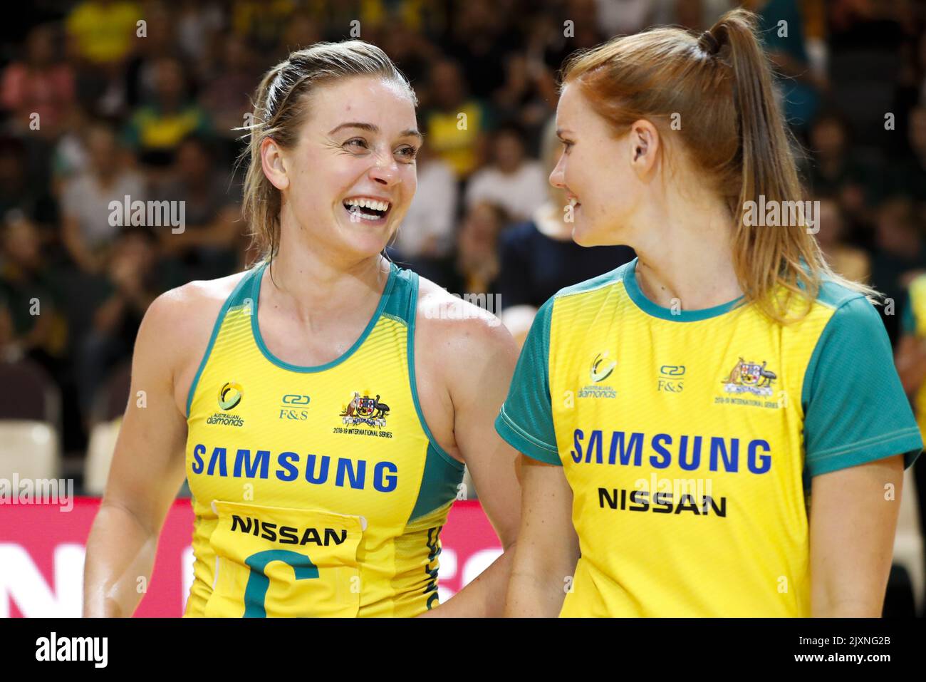 Lizzy Watson and Stephanie Wood of the Diamonds celebrate after winning ...