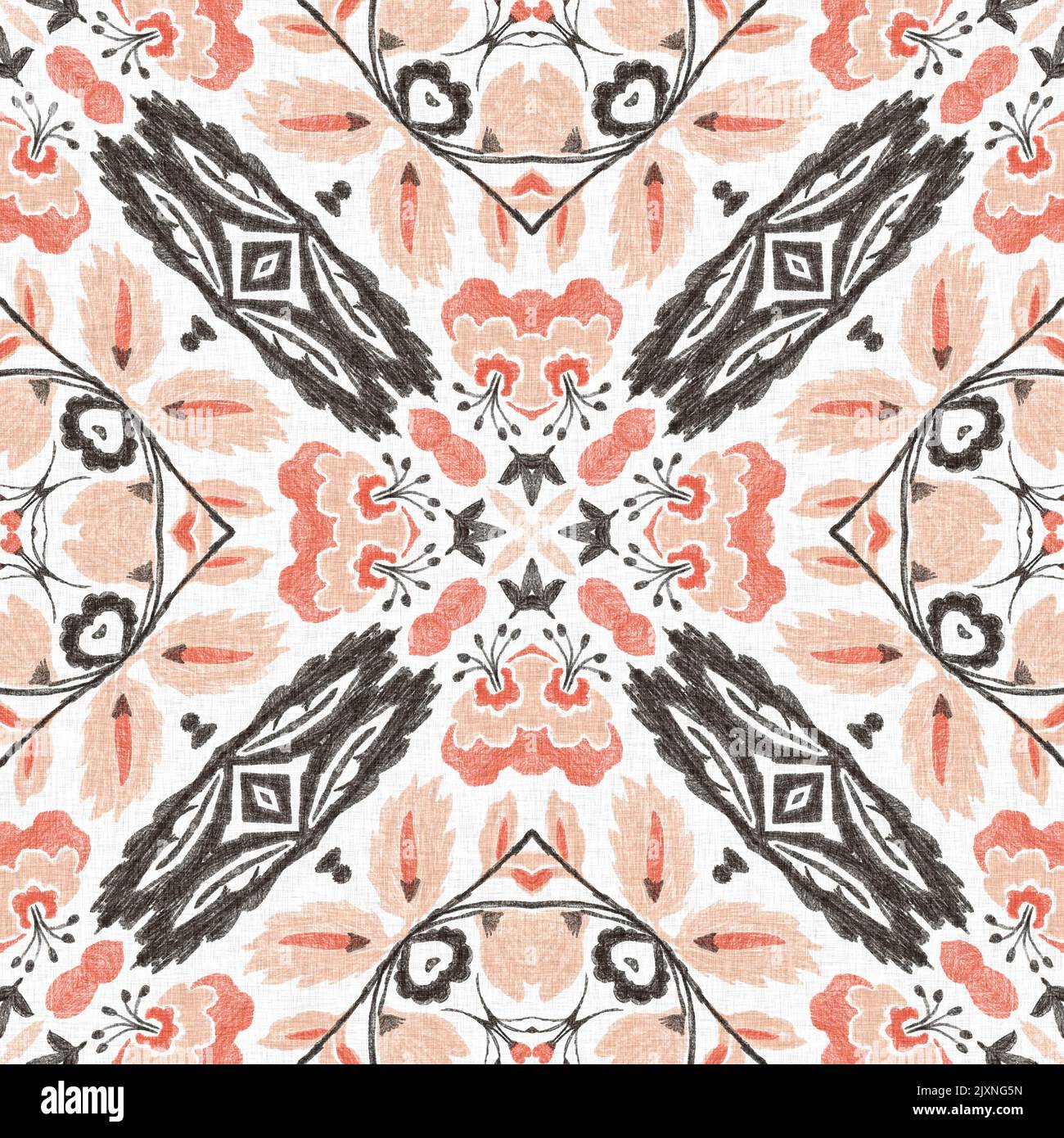 Modern boho geometric floral quilt style seamless pattern. Shabby chic ...