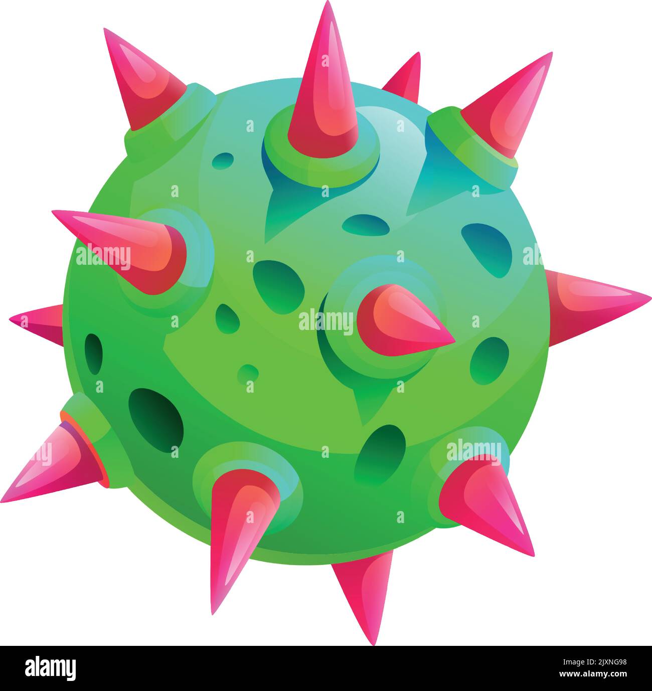 Green planet with red thorns. Space cartoon asteroid Stock Vector Image ...