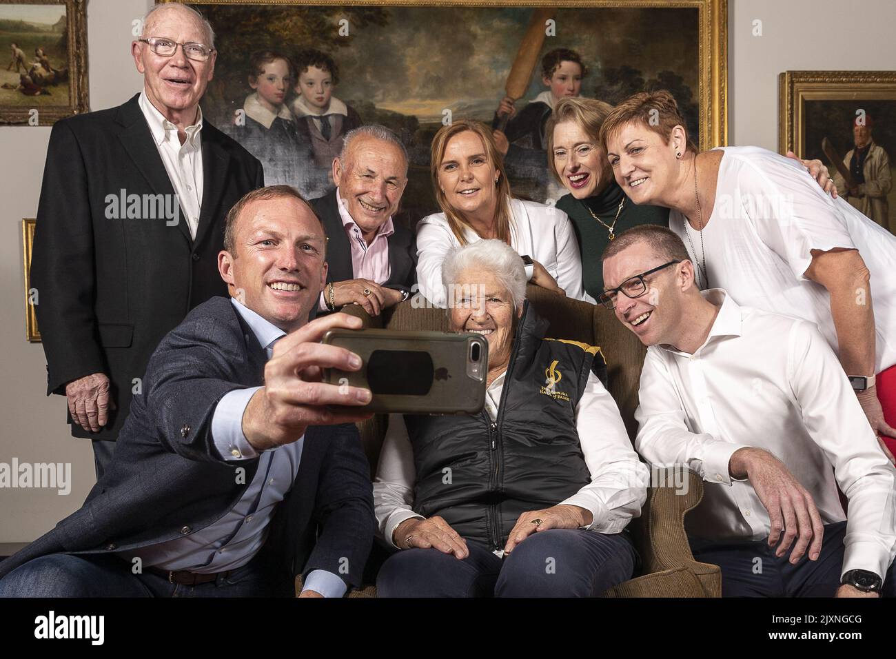 (Back, L-R) Alan Moffat, Sam Coffa, Wendy Botha and Robyn Maher (front ...