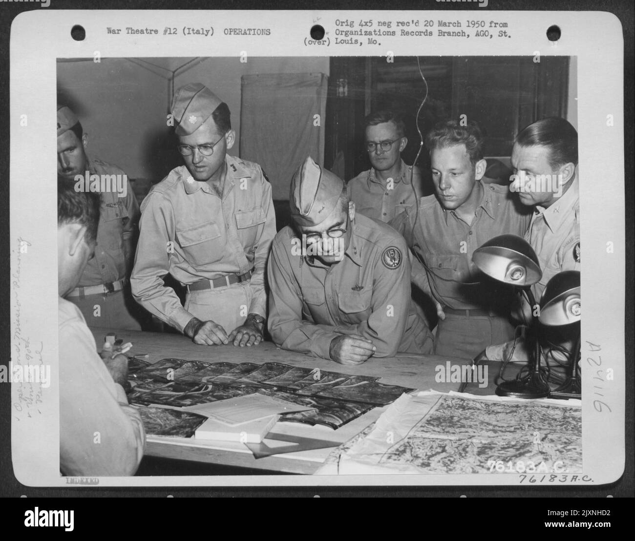 Major General Nathan F. Twining Studies A Mosaic At A 90Th Photo Reconn ...