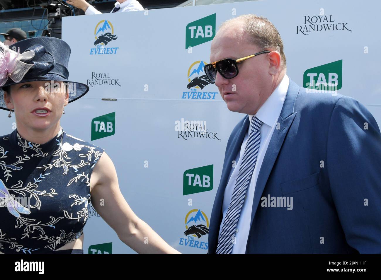 Trainers Keira and Mathew Dunn are seen in the mounting yard after ...