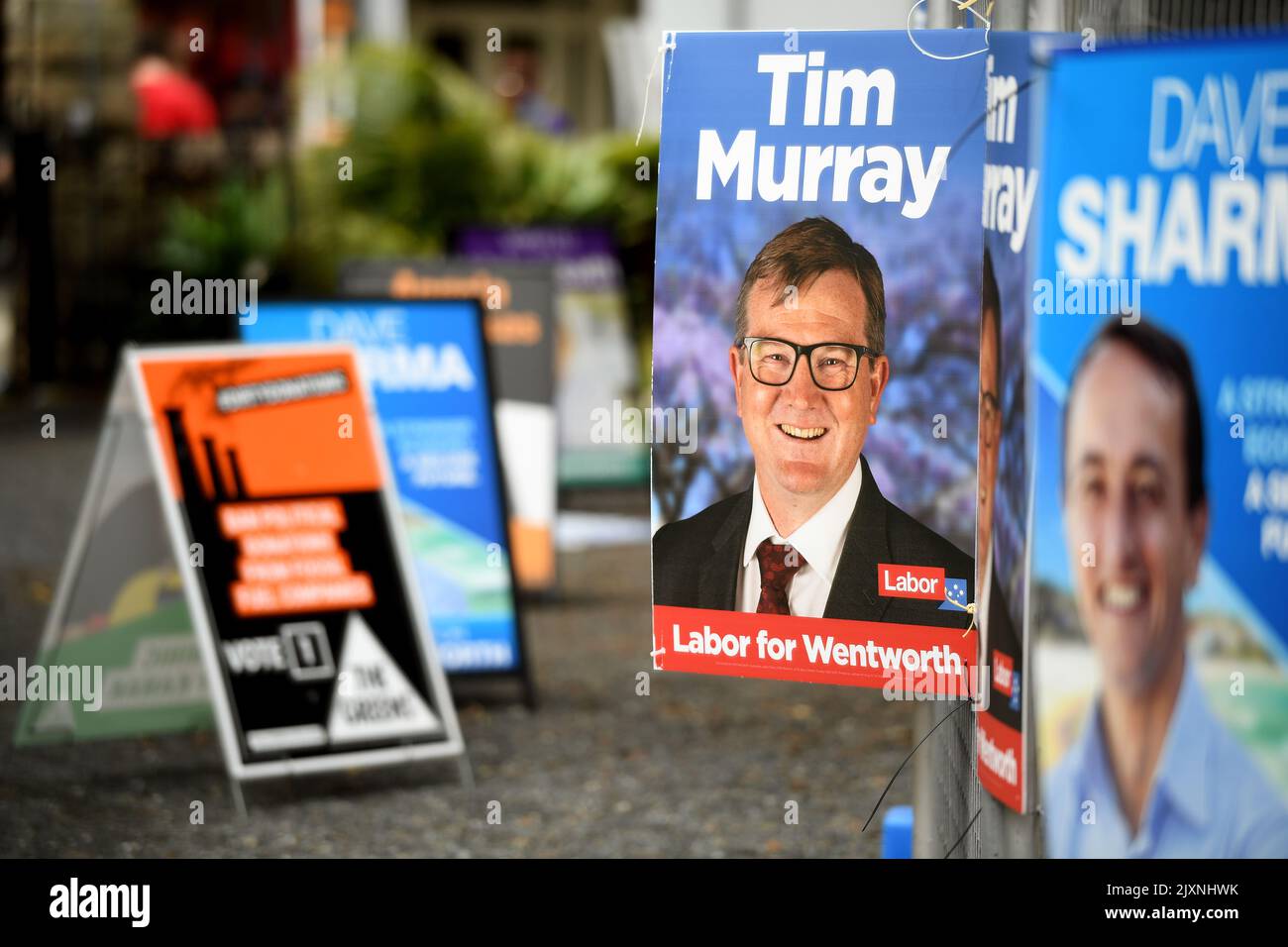 Placards seen at a pre-poll voting centre in Paddington, Sydney ...