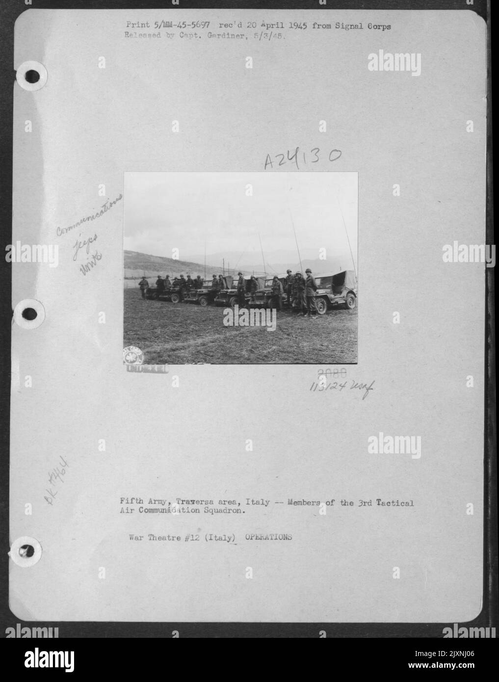 5Th Army, Traversa Area, Italy - Members Of The 3Rd Tactical Air ...