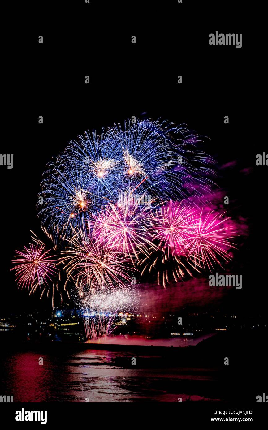 The mesmerizing view of colorful fireworks at the British firework ...