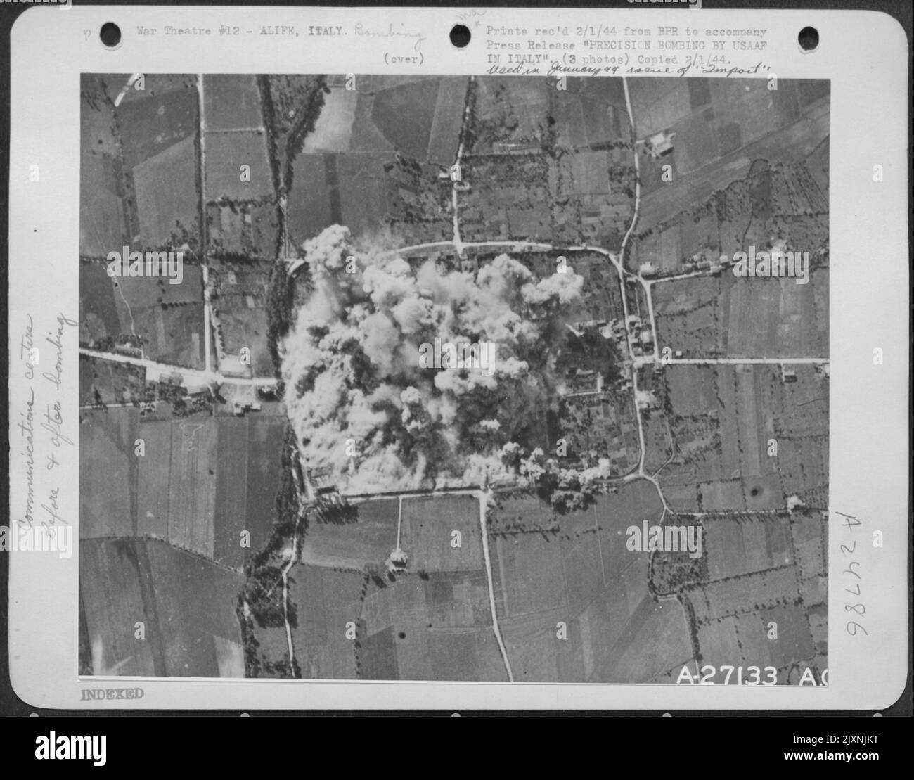 During the bombing of Alife, Italy, by B-26 Marauders of the U.S. Army ...
