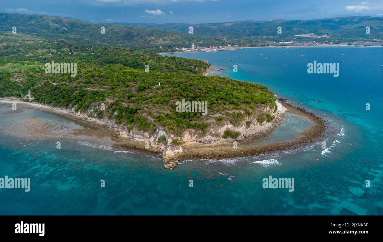 View from the top of the beach and lamreh hill, Aceh Province ...