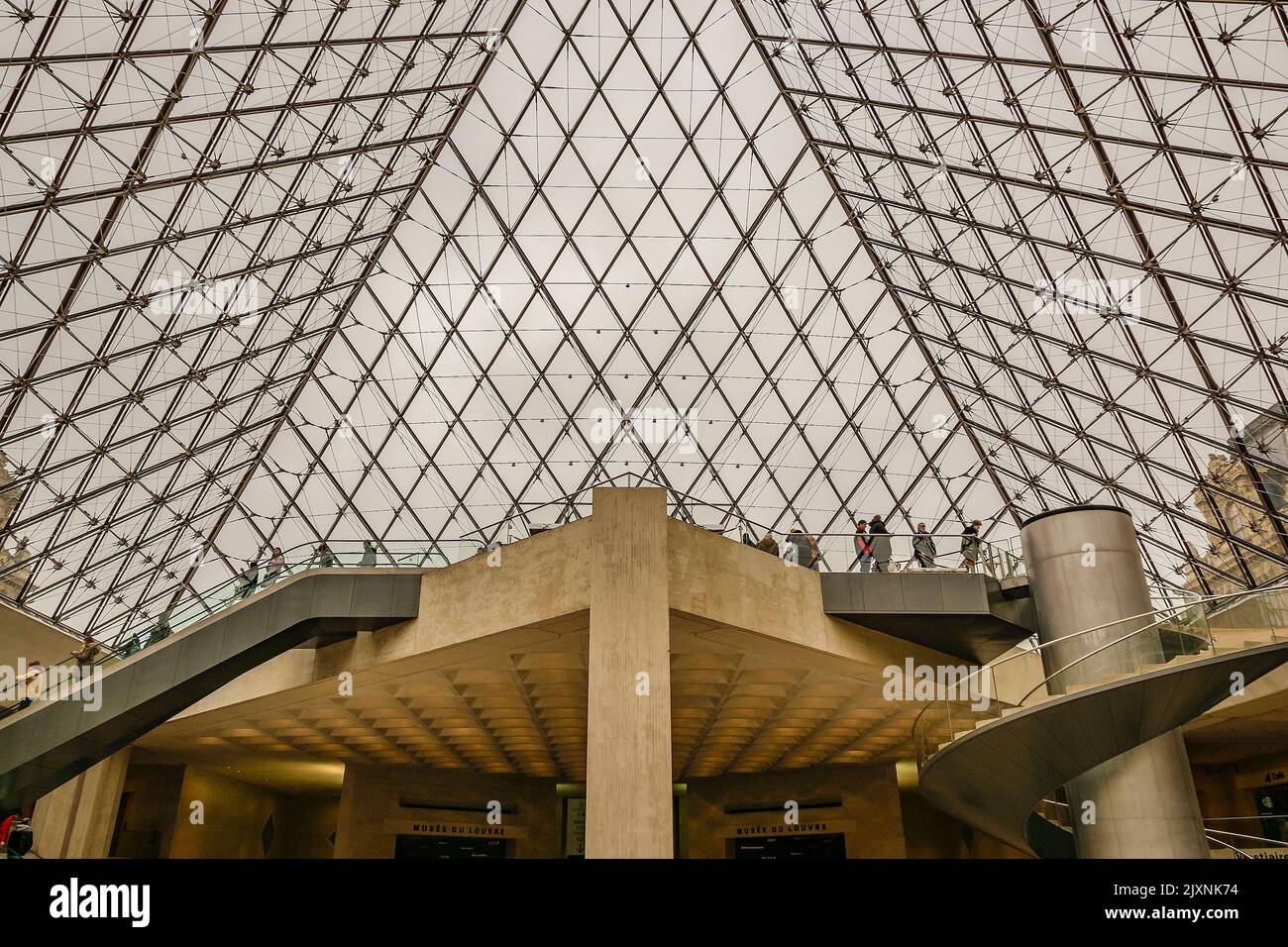 Pyramid glass low angle shot view, louvre museum, paris, france Stock ...
