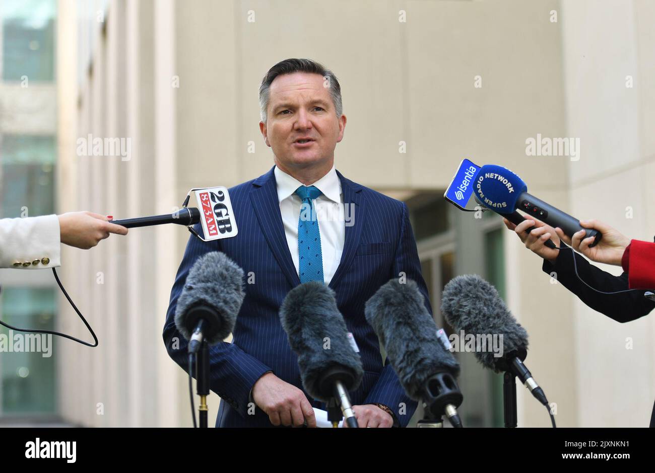 Shadow Treasurer Chris Bowen at a press conference at Parliament House ...
