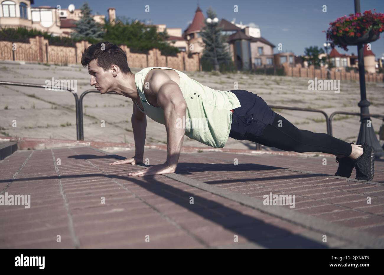 Man with muscular hands, biceps, triceps, strong muscles Stock Photo ...