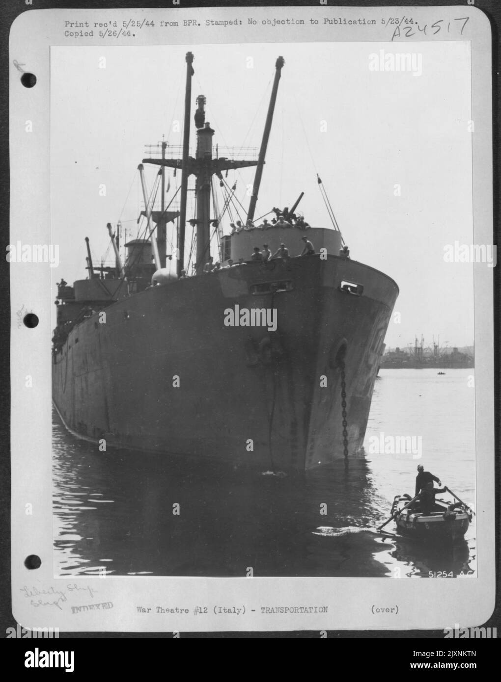 SAFE IN PORT. The Liberty Ship loaded with supplies for the fighting U ...