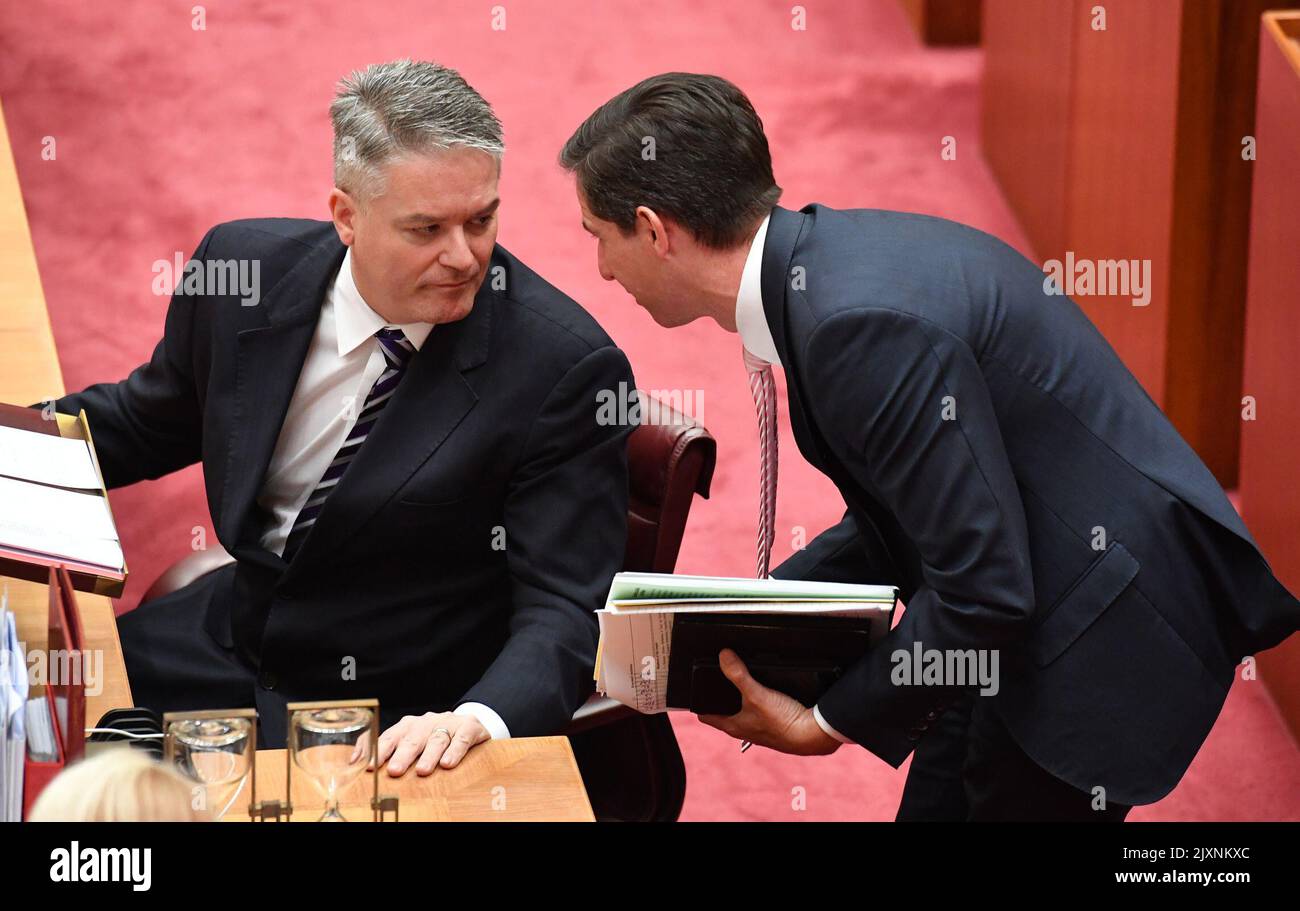 Minister for Finance Mathias Cormann and Minister for Trade Simon ...