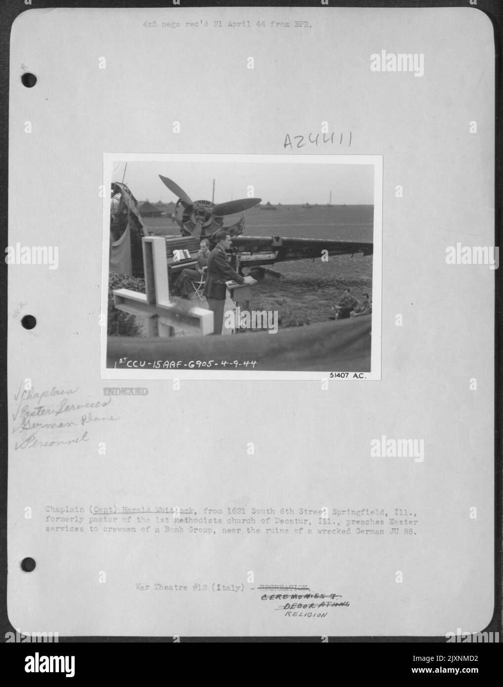 Chaplain (Capt) Harold Whitlock, from 1621 South 6th Street Springfield ...