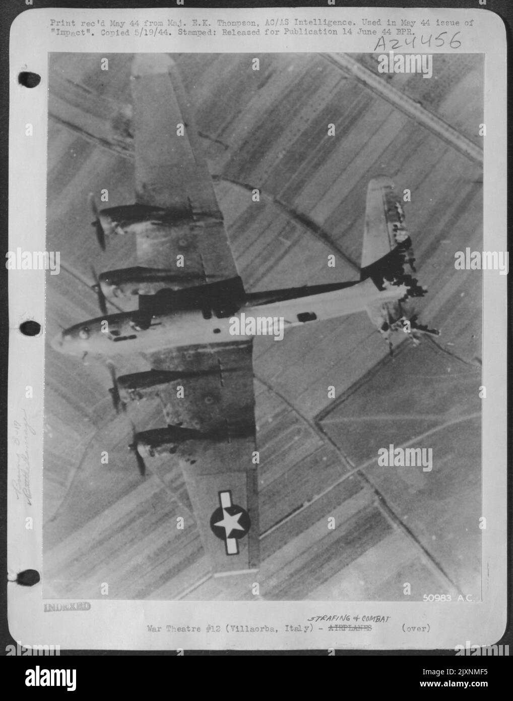 Tail was shot away by a rocket from a German fighter, after this Boeing ...