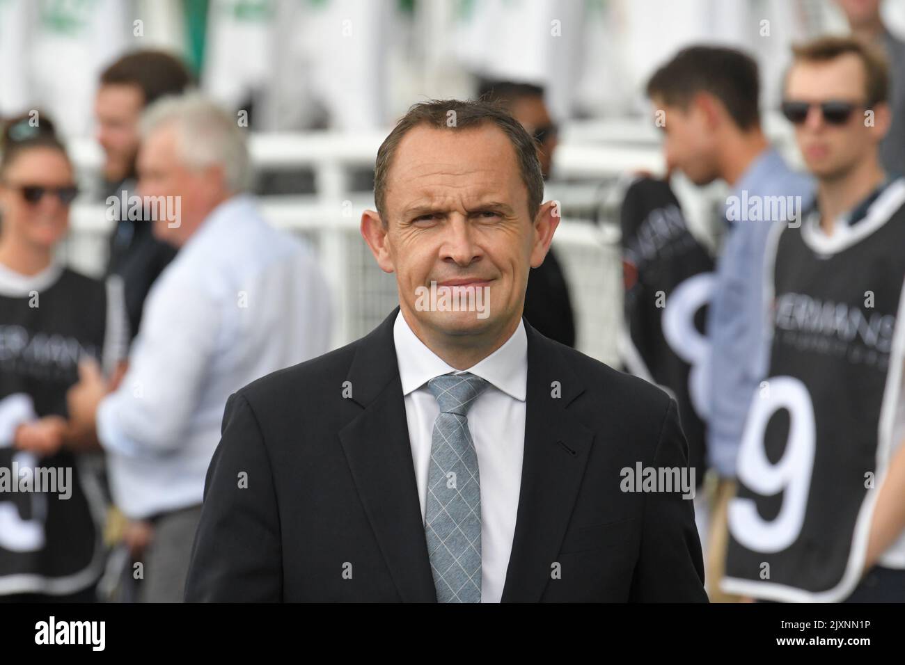 Trainer, Chris Waller is seen in the mounting yard after Savacool wins ...