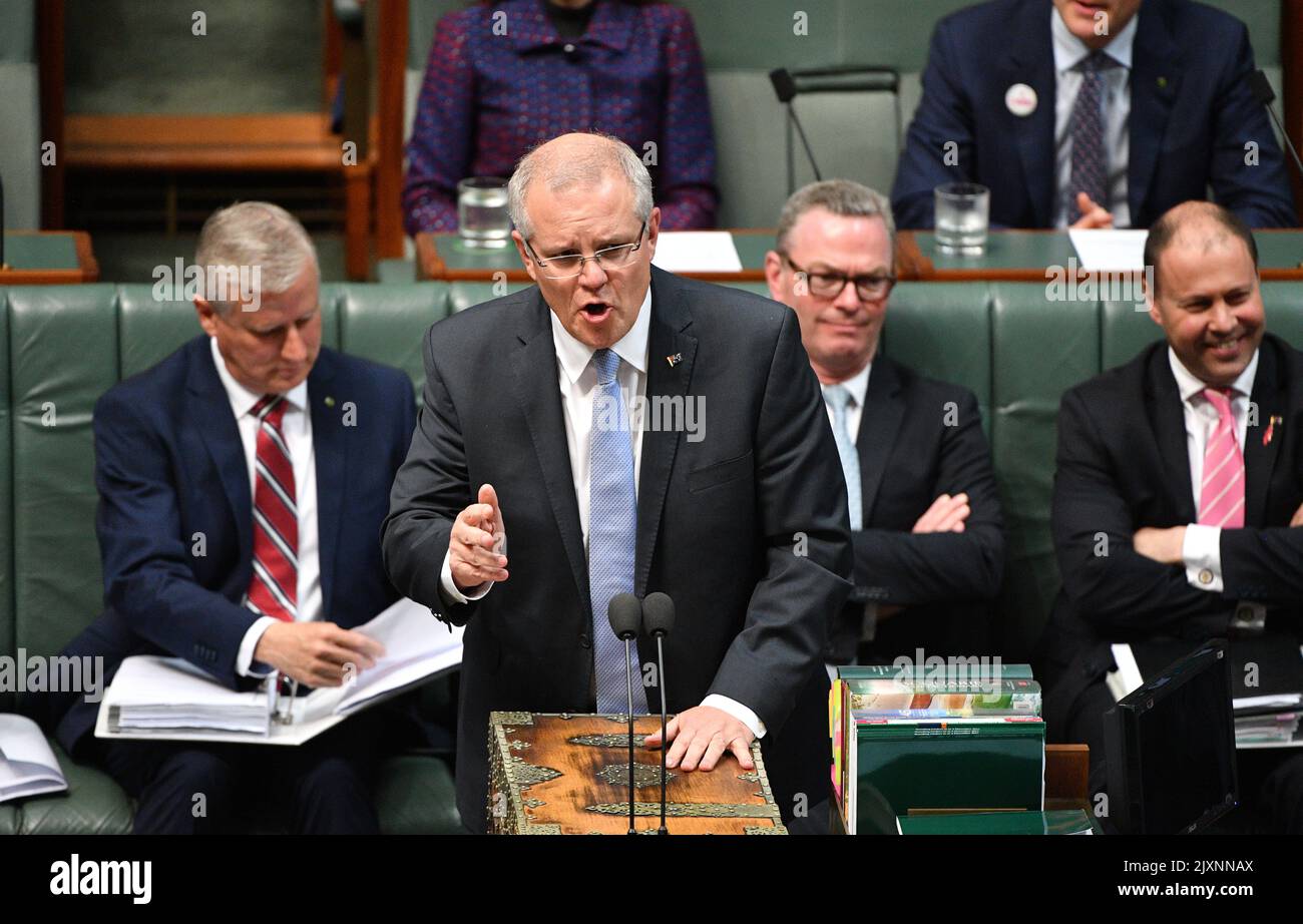 Prime Minister Scott Morrison during Question Time in the House of ...