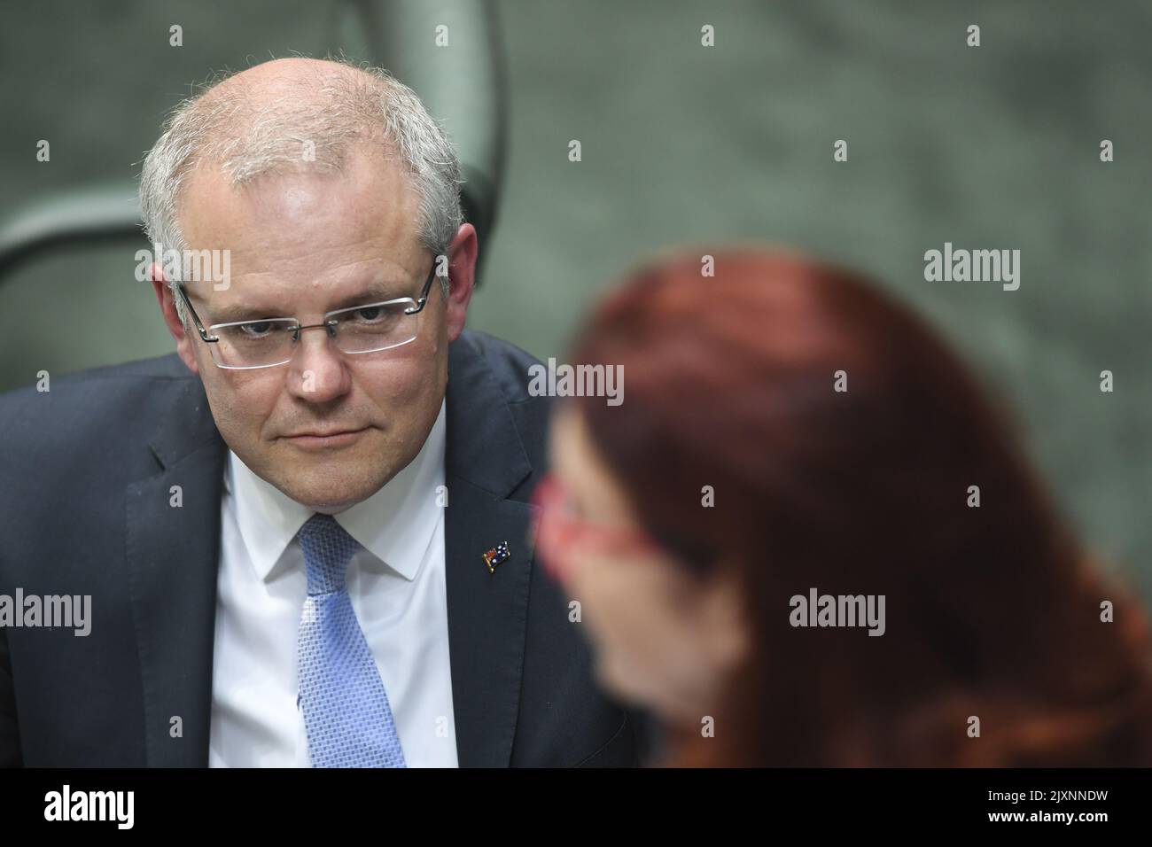 Australian Prime Minister Scott Morrison reacts during House of ...