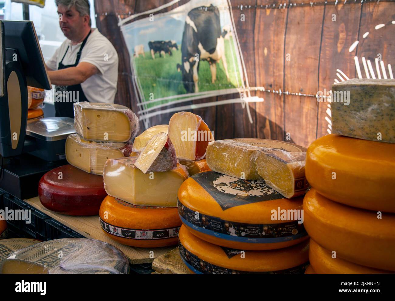 Cheese on display at an outdoor market in Amsterdam Stock Photo - Alamy
