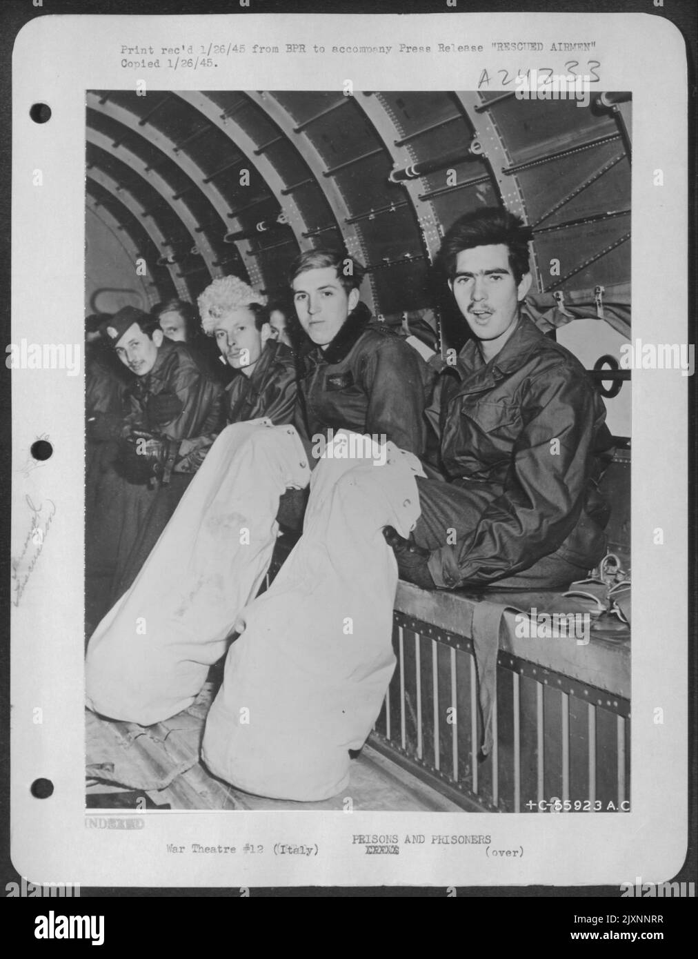American airmen being evacuated from a friendly airfield in Yugoslavia ...