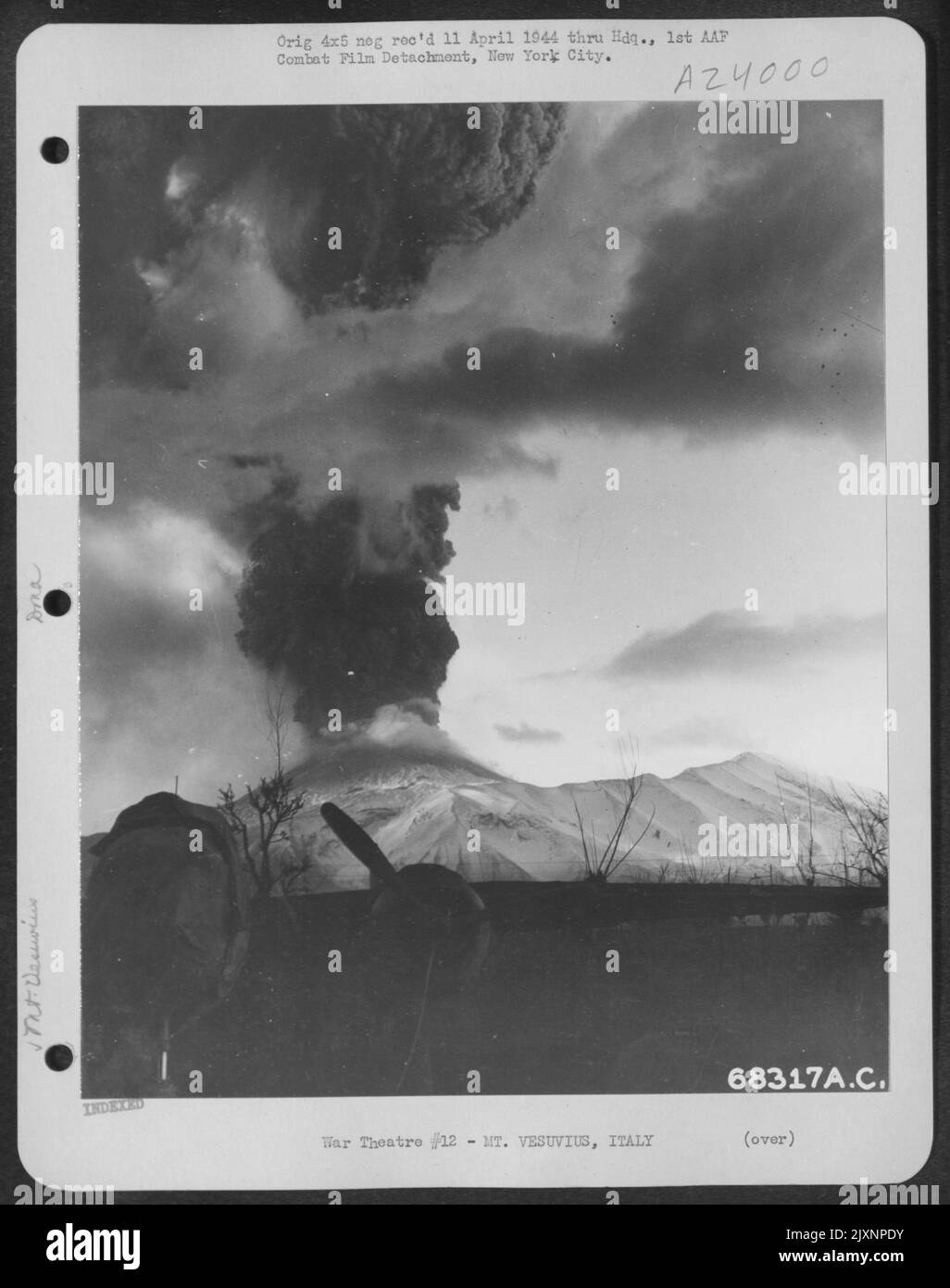 View Of The Eruption Of Mt. Vesuvius On 23 March 1944. A North American ...