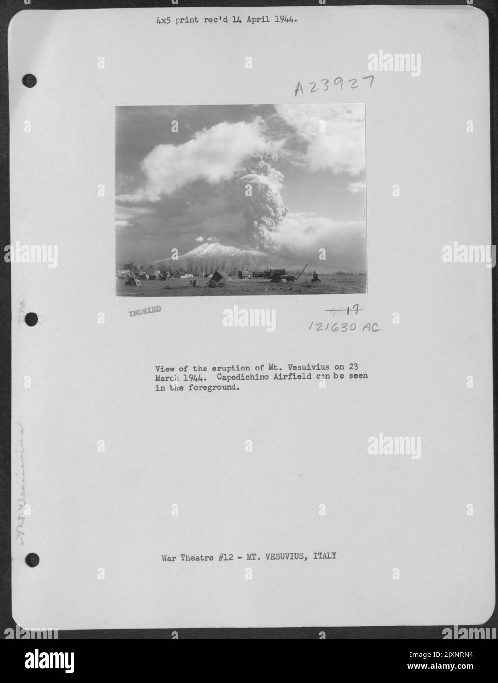 View Of The Eruption Of Mt. Vesuvius On 23 March 1944. Capodichino ...