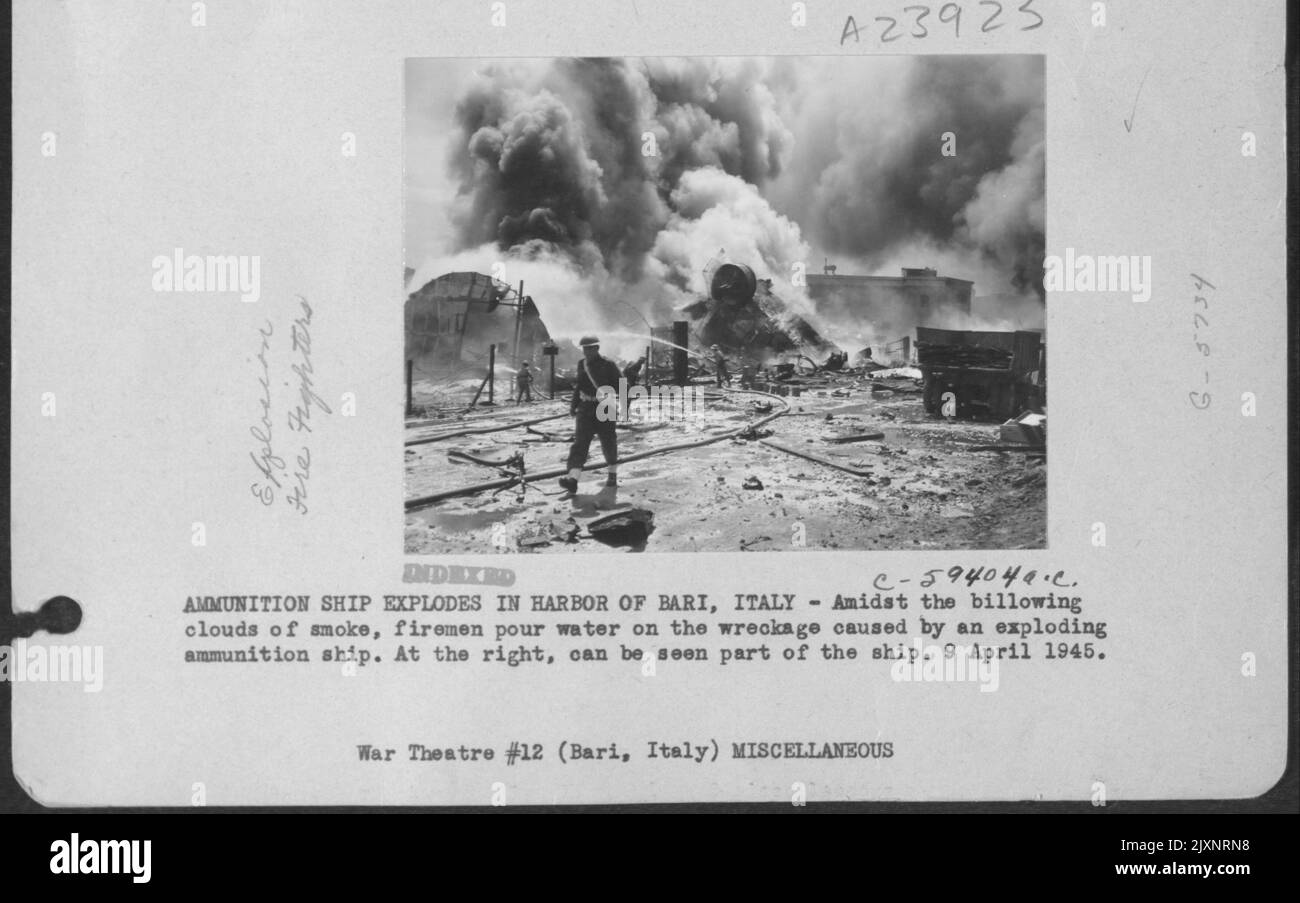 Ammunition Ship Explodes In Harbor Of Bari, Italy - Amidst The ...