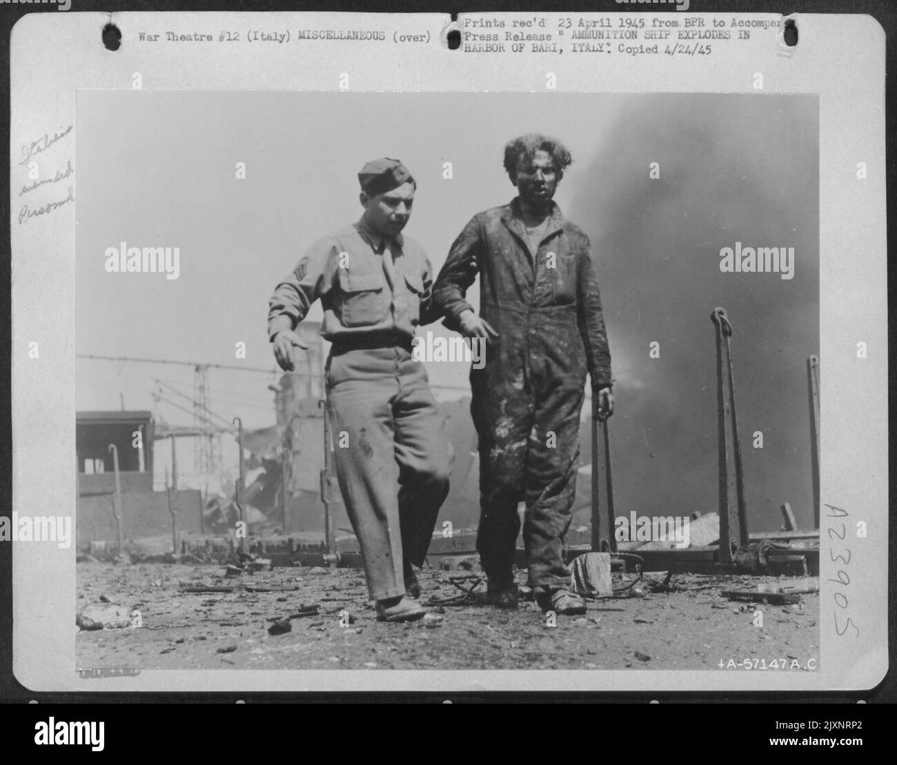 Ammunition Ship Explodes In Harbor Of Bari, Italy - Sgt. Harold Shapiro ...
