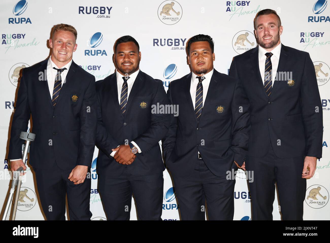 Wallabies players (L-R) Reece Hodge, Taniela Tupou, Brandon Paenga ...