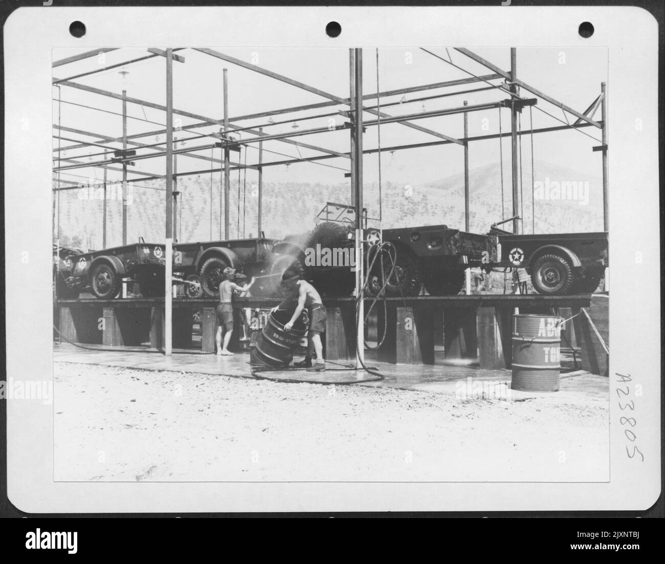 Caserta, Italy. The Big Wash Rack At The Depot Where 220 To 250 Air ...