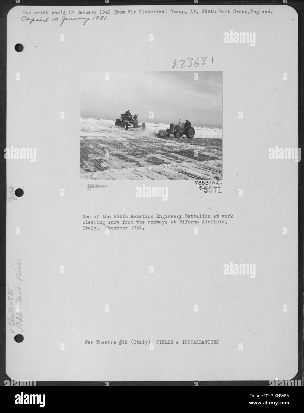 Men Of The 835Th Aviation Engineers Battalion At Work Clearing Snow ...