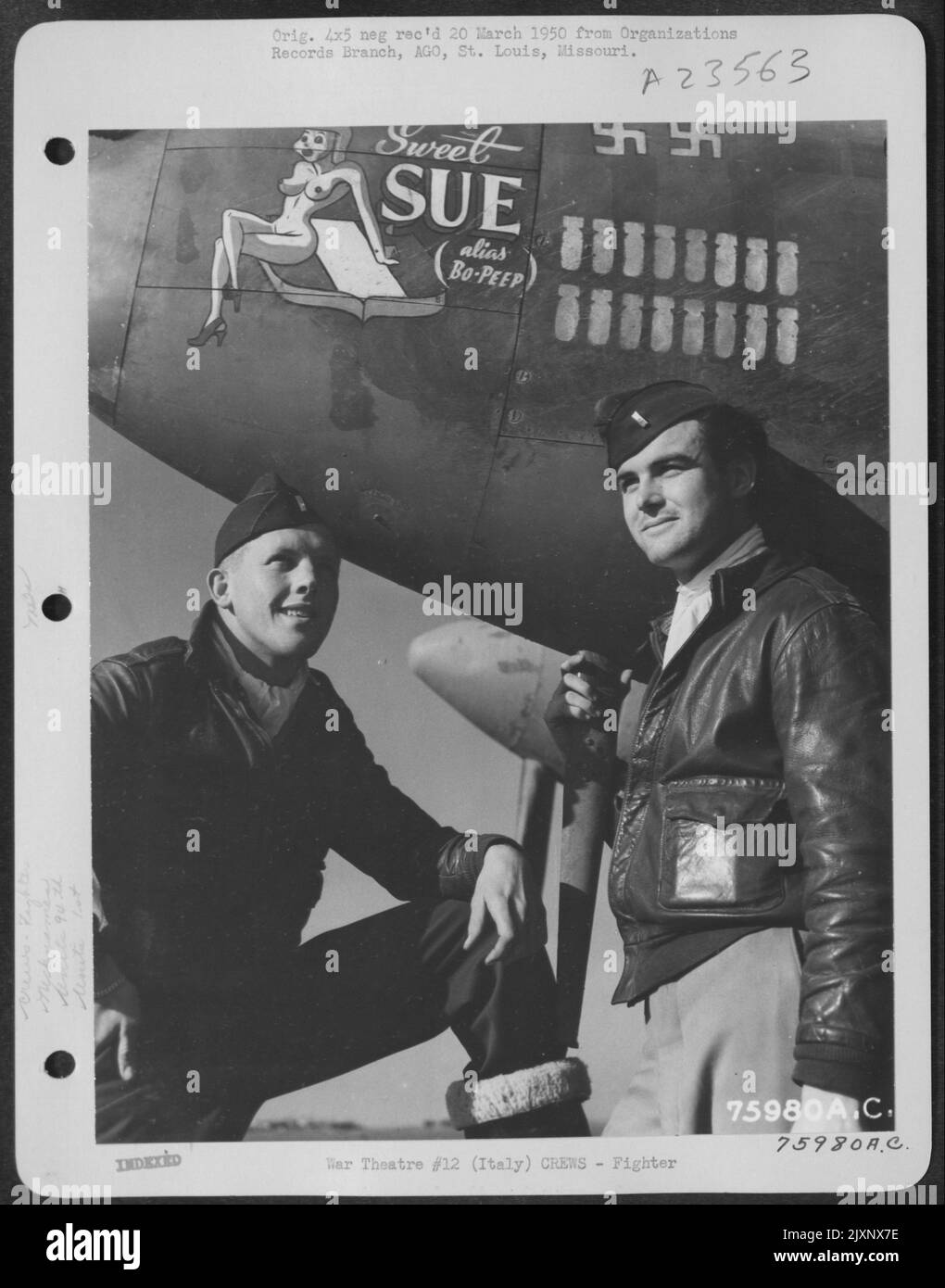 Two Pilots Of The 94Th Fighter Squadron, 1St Fighter Group, Pose Beside ...